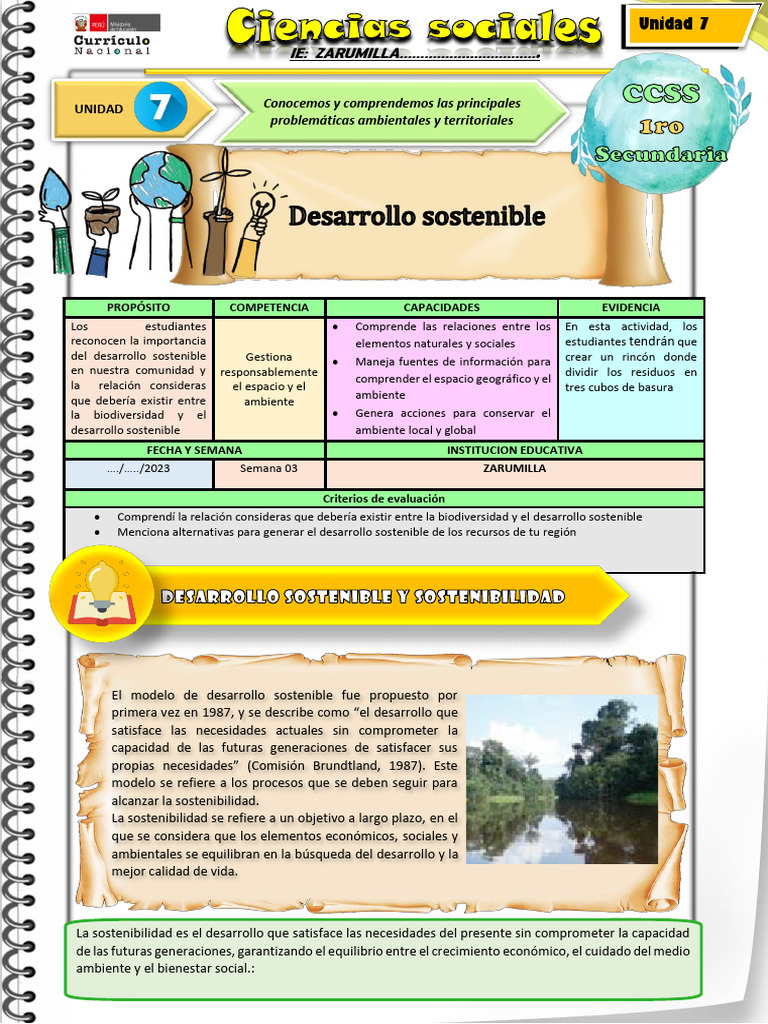 Ficha de Actividad CCSS 1ero-Semana 3 | PDF | Sustentabilidad | Desarrollo sostenible