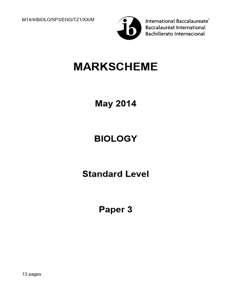 Biology Paper 3 TZ1 SL Markscheme | PDF | Cellular Respiration | Chemistry