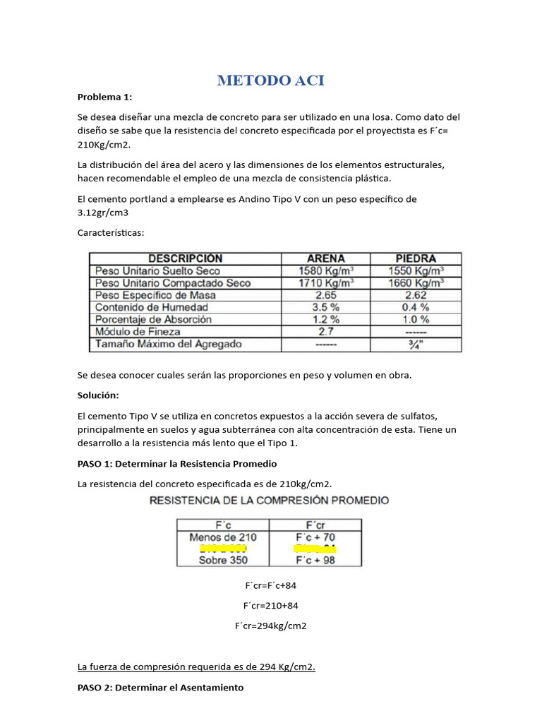 2 Problemas Metodo Aci | Descargar gratis PDF | Hormigón | Ciencias fisicas