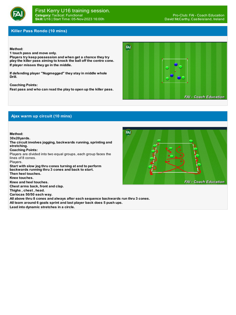 First Kerry U16 Training Session | PDF | Foot | Knee