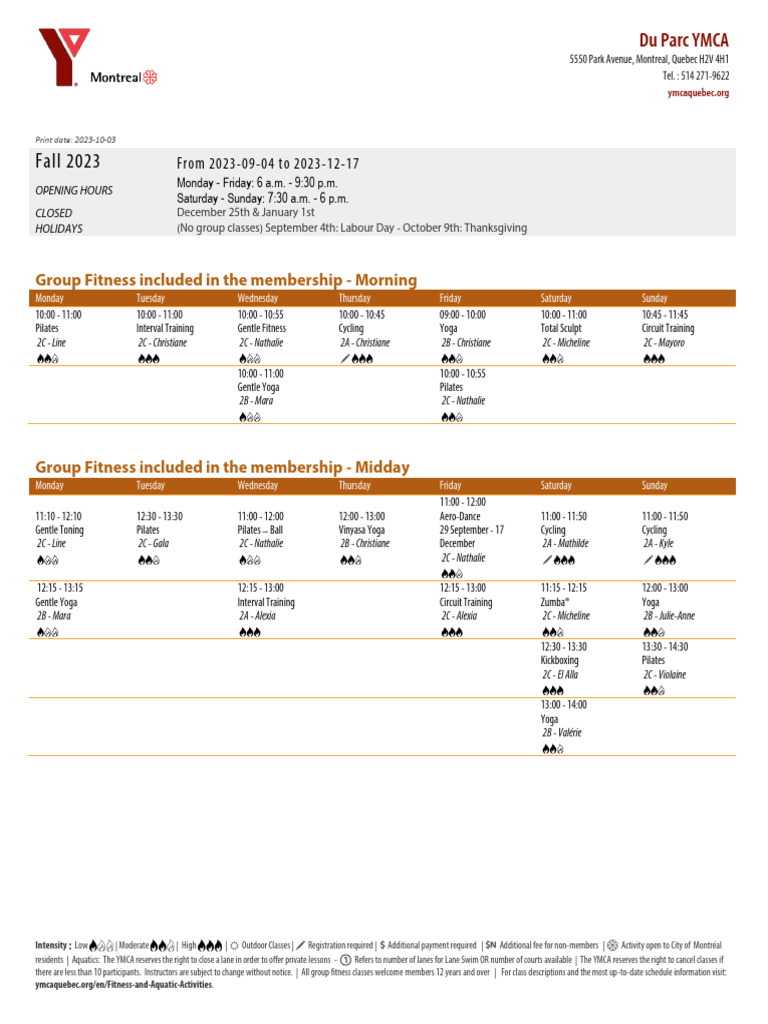 Schedule_Du-Parc-YMCA_122_2 | PDF | Ymca | Gym