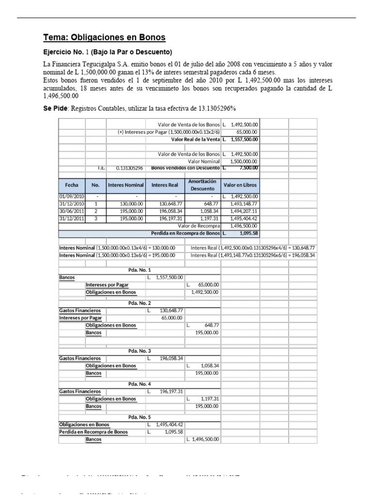 Ejercicios de Bonos y Obligaciones | PDF | Economias | Sector privado