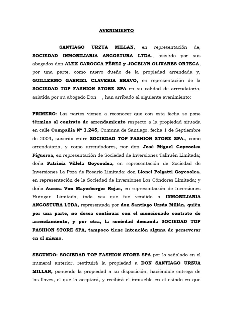 Avenimiento Extrajudicial STFSS | PDF | Propiedad