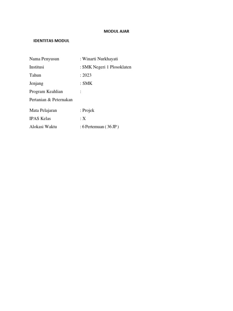 Fix. Modul Ajar Projek Hidroponik Kelas x | PDF Fix. Modul Ajar Projek Hidroponik Kelas x | PDF