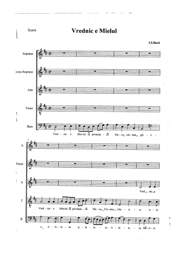 Vrednic e Mielul - Bach Magnificat | PDF