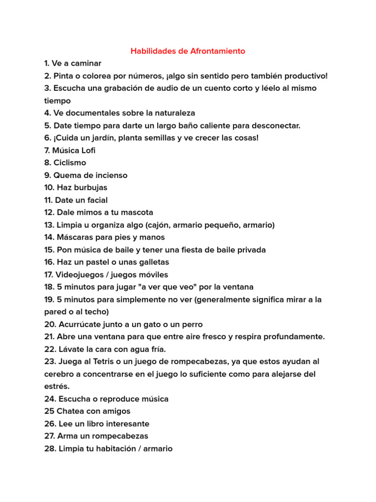 75 Habilidades de Afrontamiento | PDF