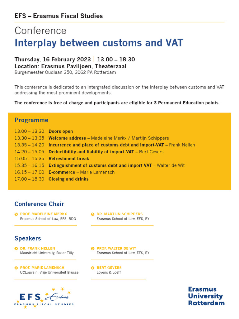 EFS Flyer Interplay Between Customs and VAT 1674476558 | PDF | Taxes ...