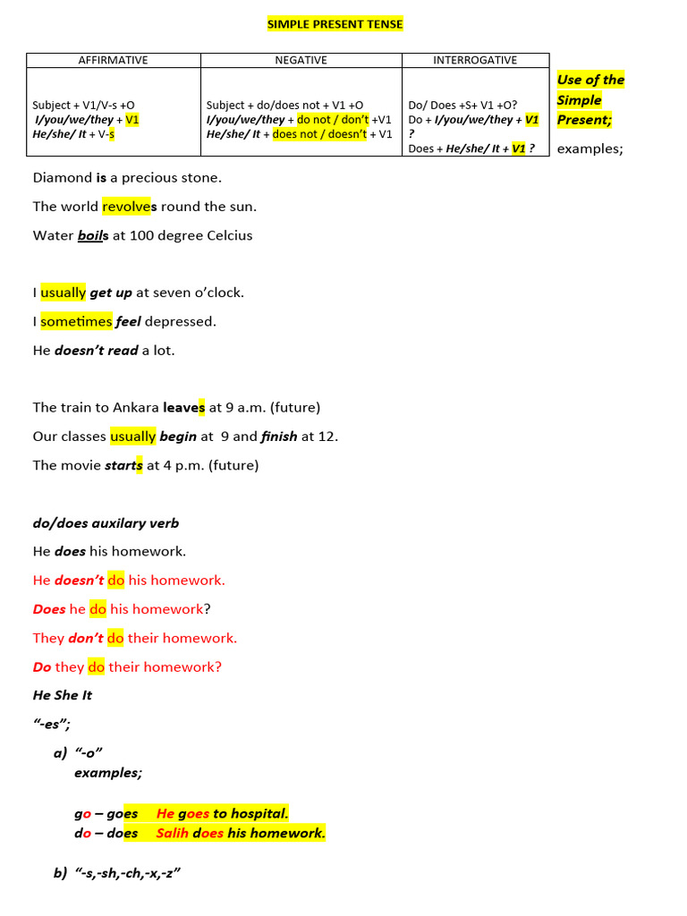 Simple Present Pdf Pronoun Semantic Units