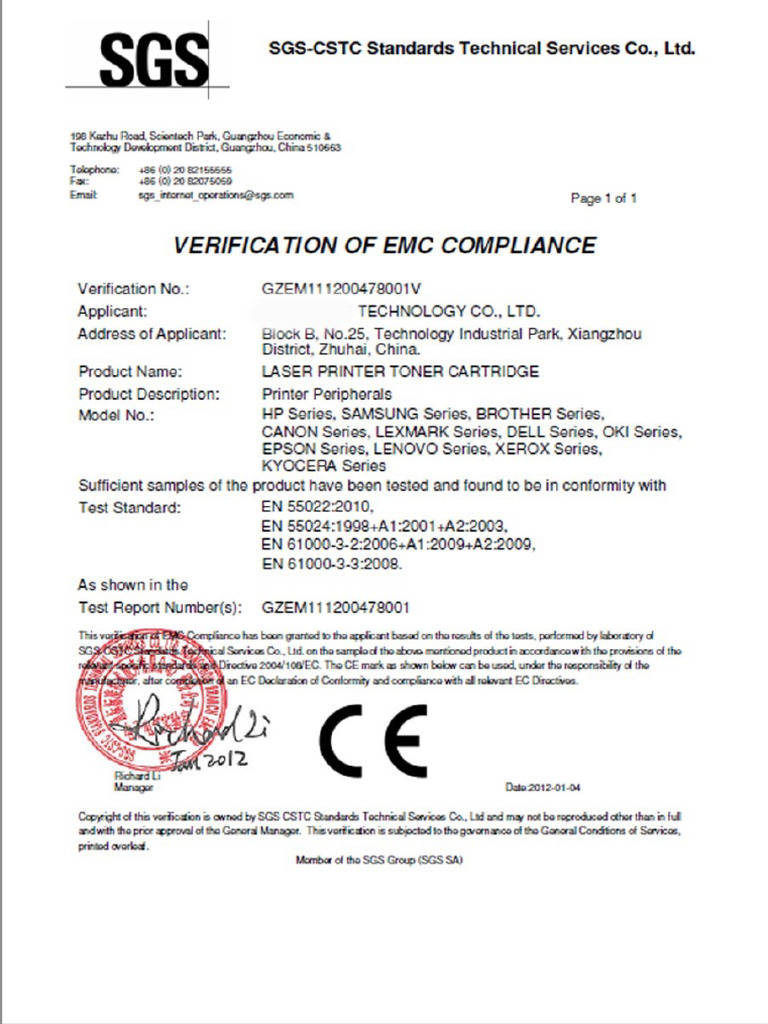 Certificado SGS | PDF