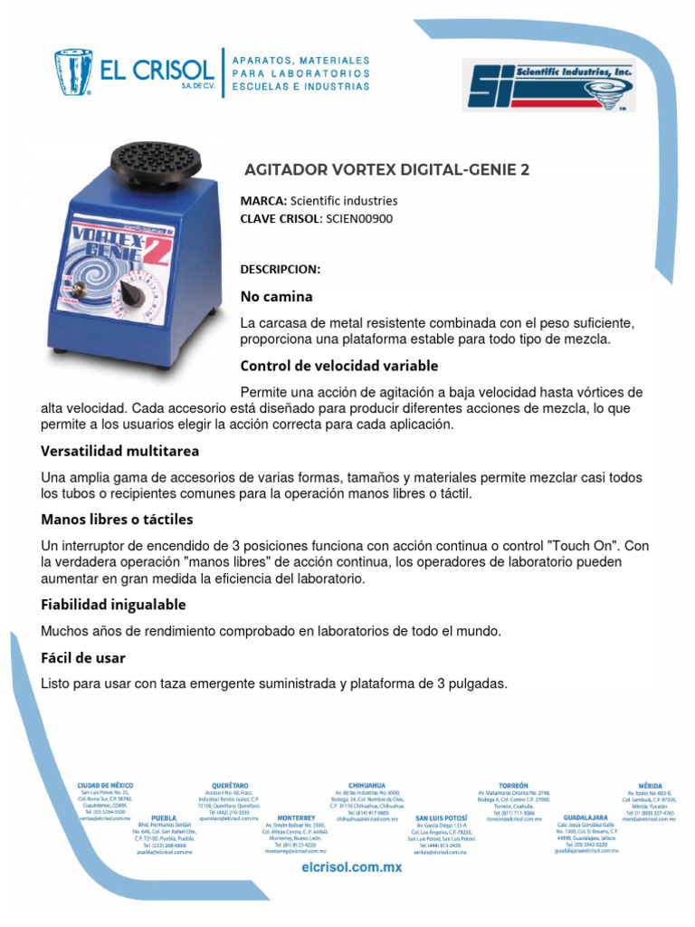 Agitador Vortex Digital Genie 2 | PDF | Tecnología
