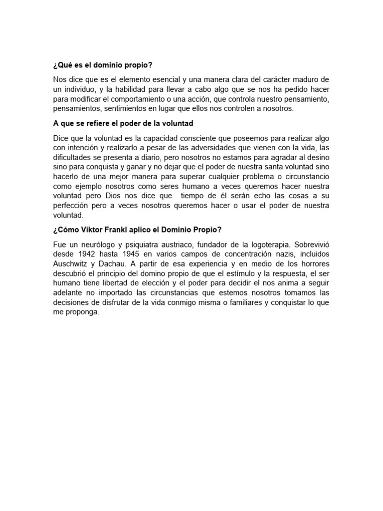 El Poder del Dominio Propio | PDF