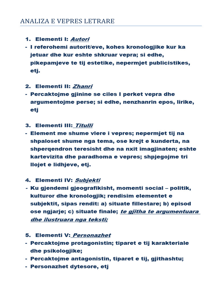 Analiza e Vepres Letrare | PDF