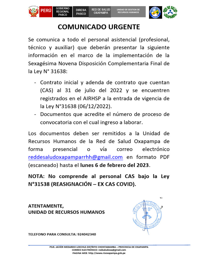 Comunicado Urgente para Nombramiento | PDF | Gestión de recursos humanos