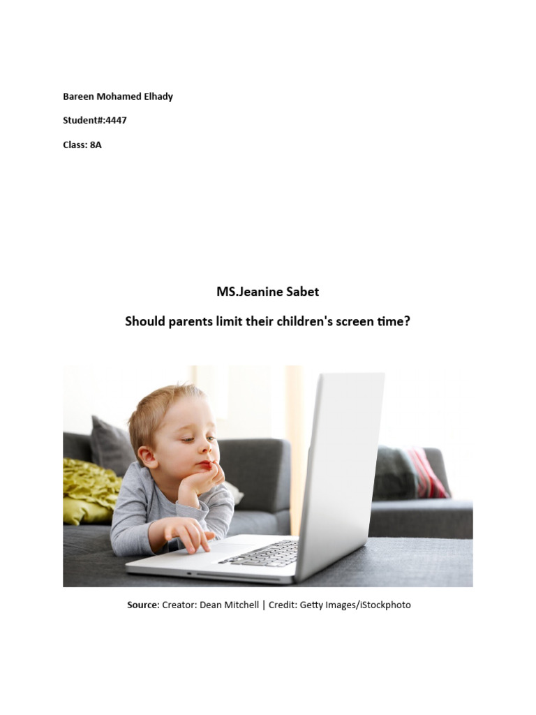Shoud Parents Limit Their Children Screen Time | PDF | Psychology ...