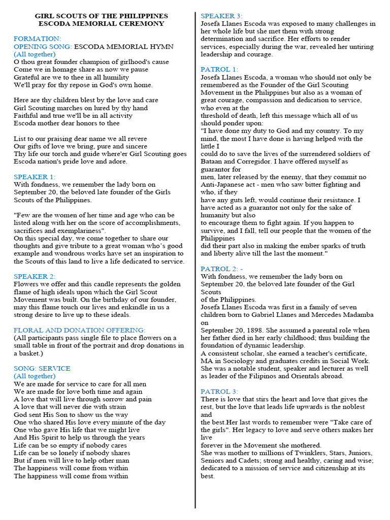 Escoda Script | PDF | Love | Scouting