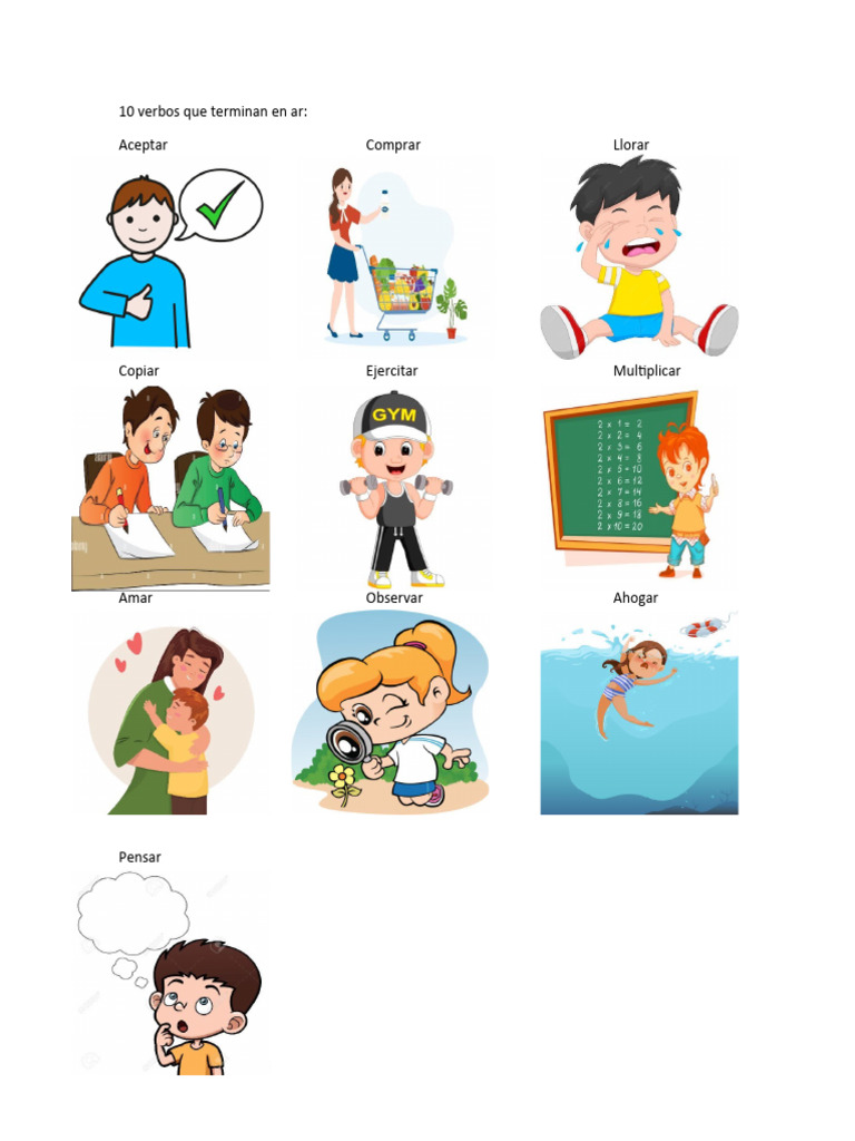 10 Verbos Que Terminan en Ar | PDF