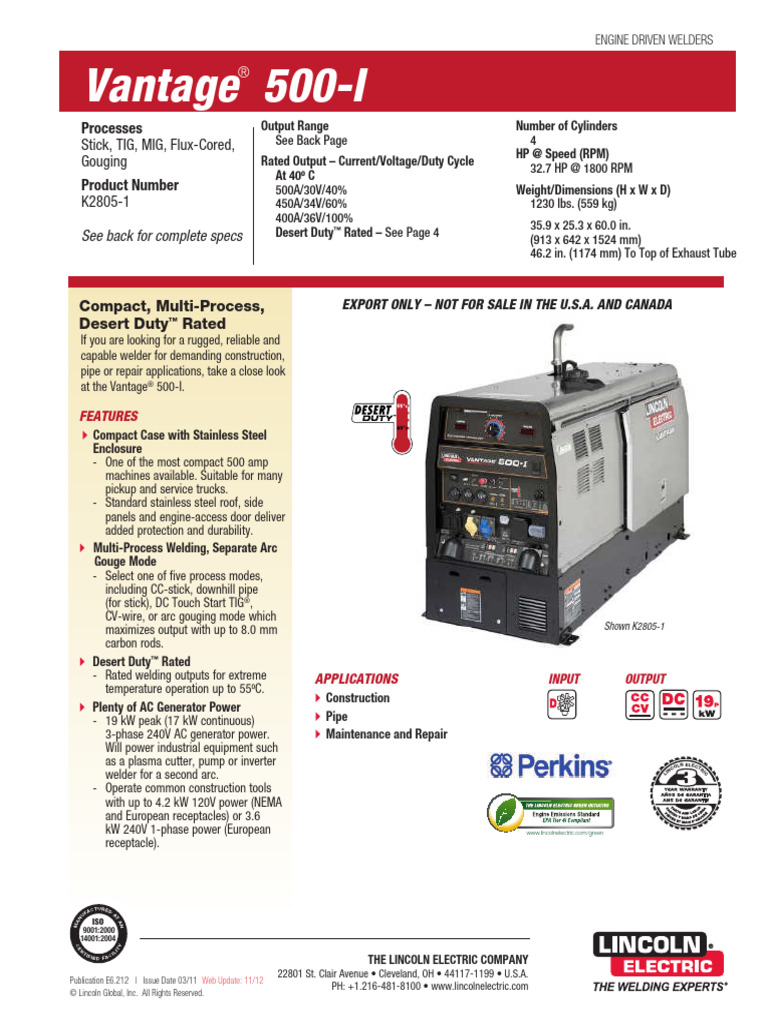 Soldadora Vantage 500 I LINCON | PDF | Mains Electricity | Welding