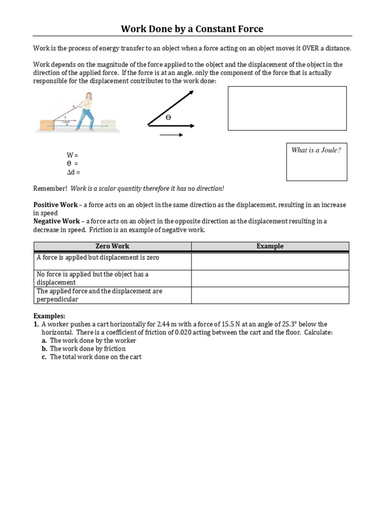 Work Done by A Constant Force | PDF