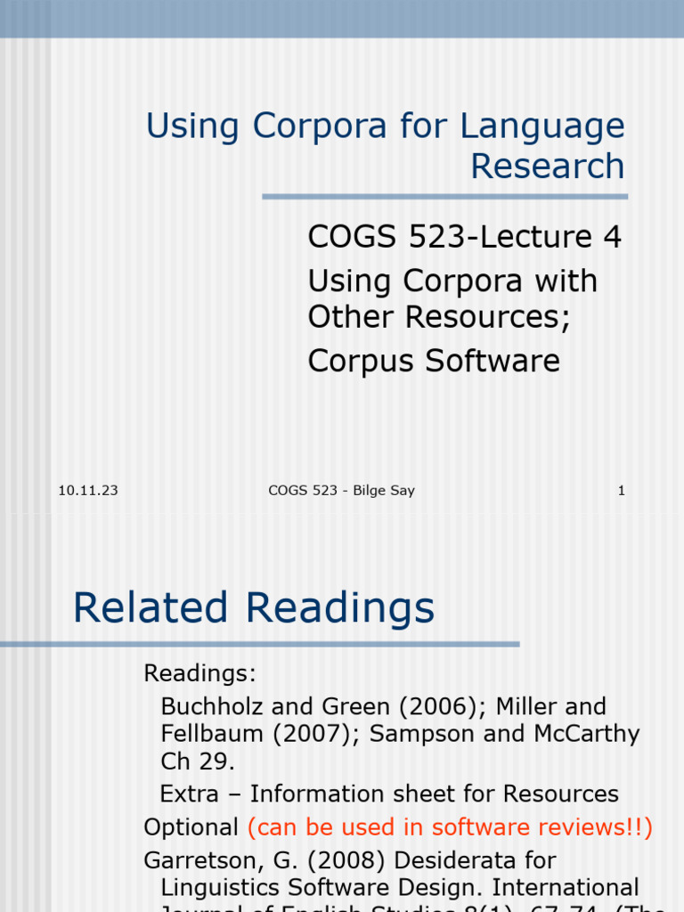 4 1 Using Corpora For Language Research Using Corpora With Other Sources Corpus Software