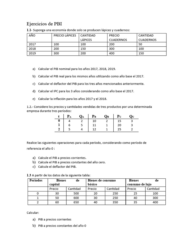 Practica de PBI | PDF | Producto Interno Bruto | Precios