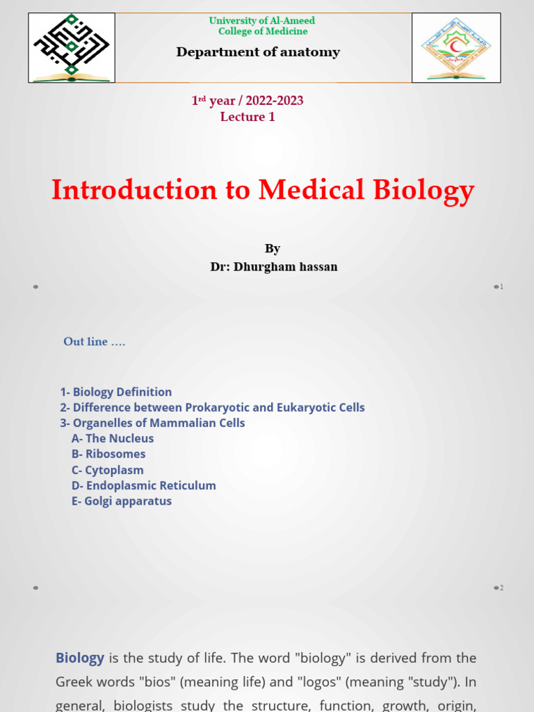 Cell Organelles - Lec. 1 | PDF | Endoplasmic Reticulum | Cell Nucleus