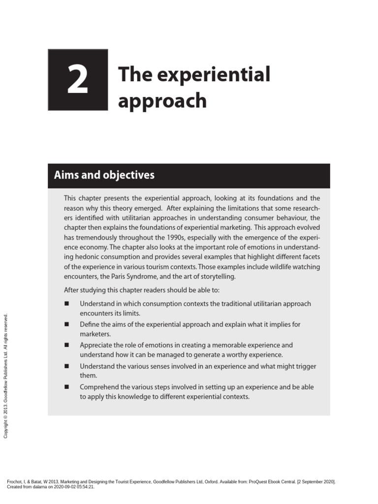 Marketing and Designing The Tourist Experience - (2 The Experiential ...