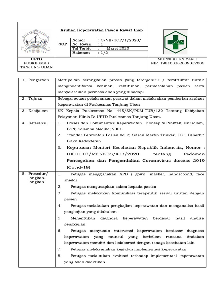 SOP. Askep Rawat Inap | PDF