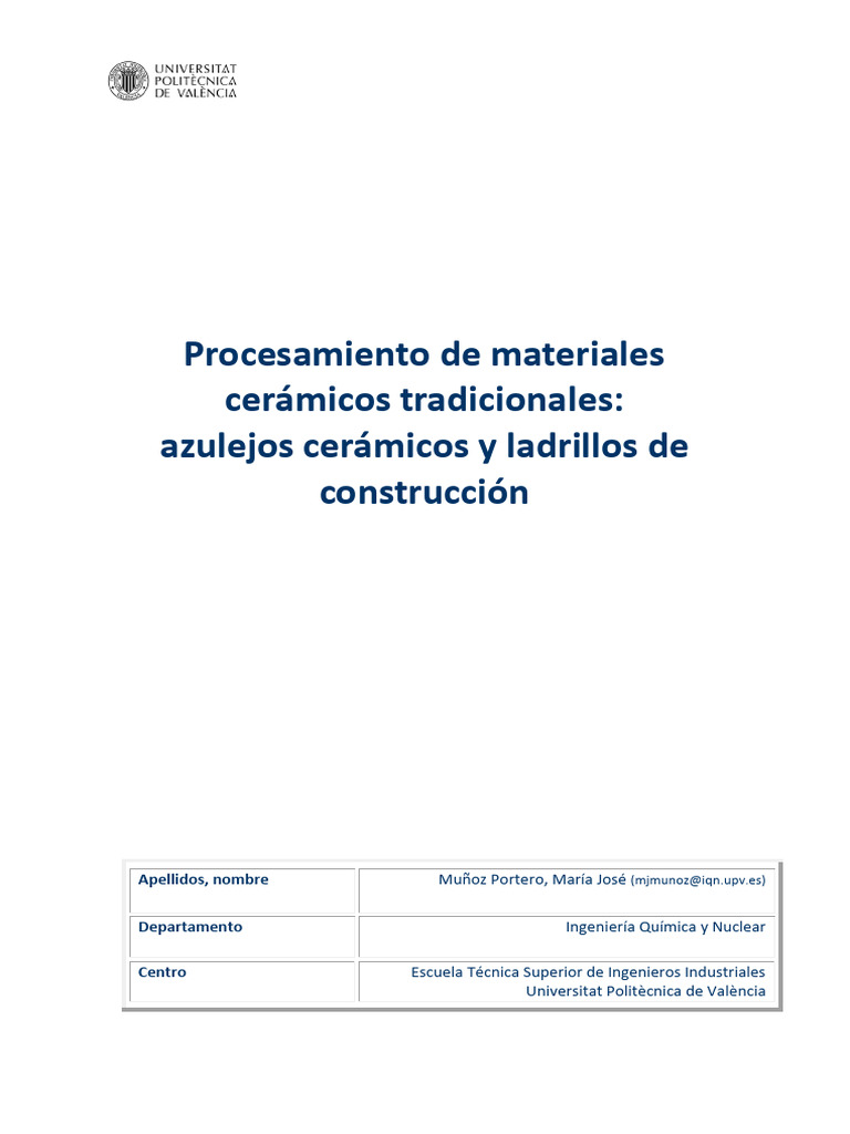 Muñoz - Procesamiento de materiales cerámicos tradicionales_ azulejos ...