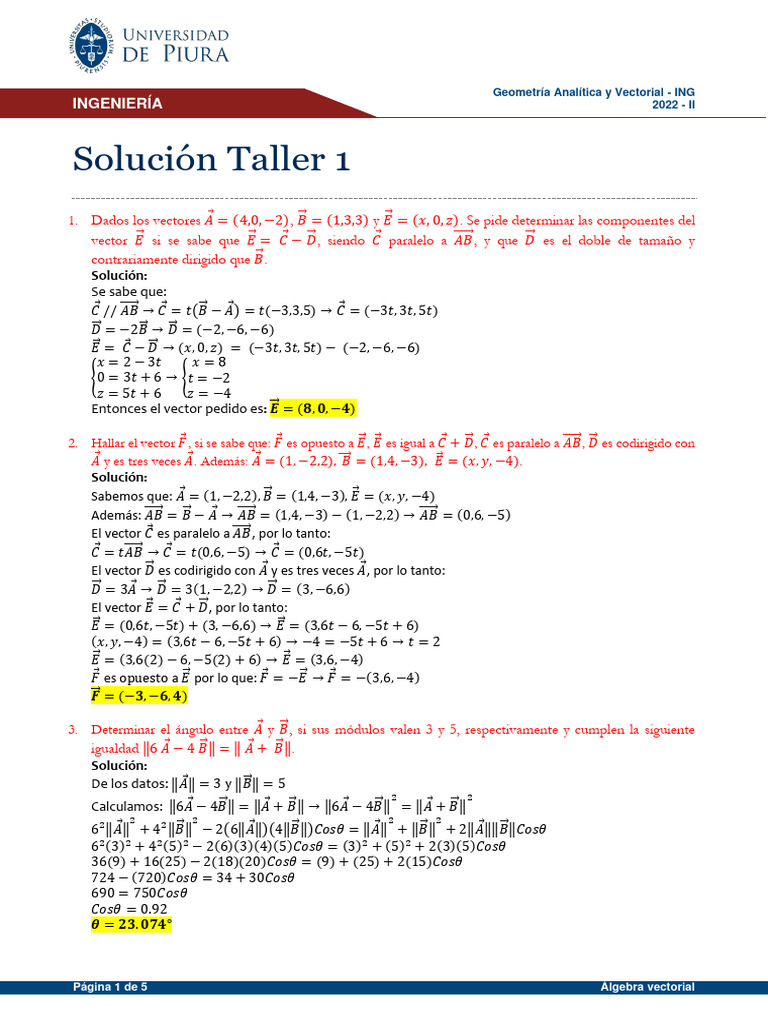 ST1 - Gav - 2022 - Ii - Ing | PDF | Álgebra | Geometria clasica