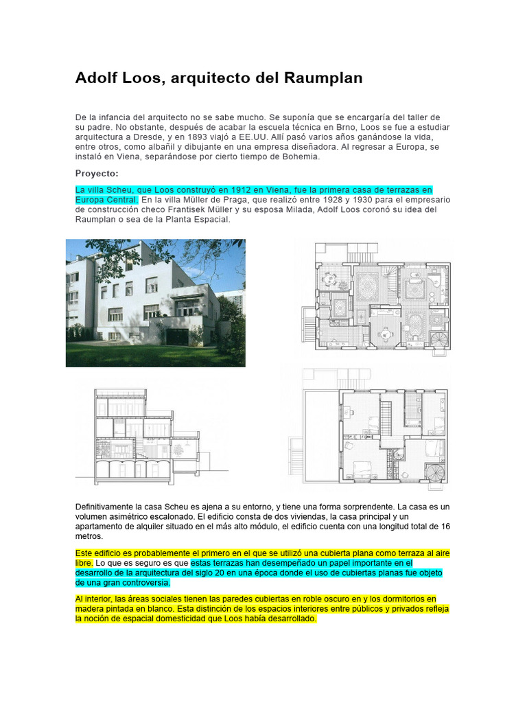 Adolf Loos y el Raumplan | PDF | Viajes y turismo | Clásicos