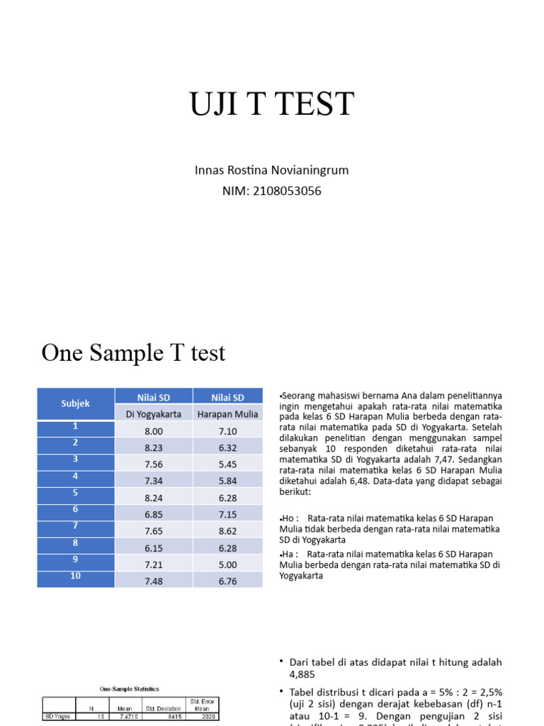 Uji T Test | PDF