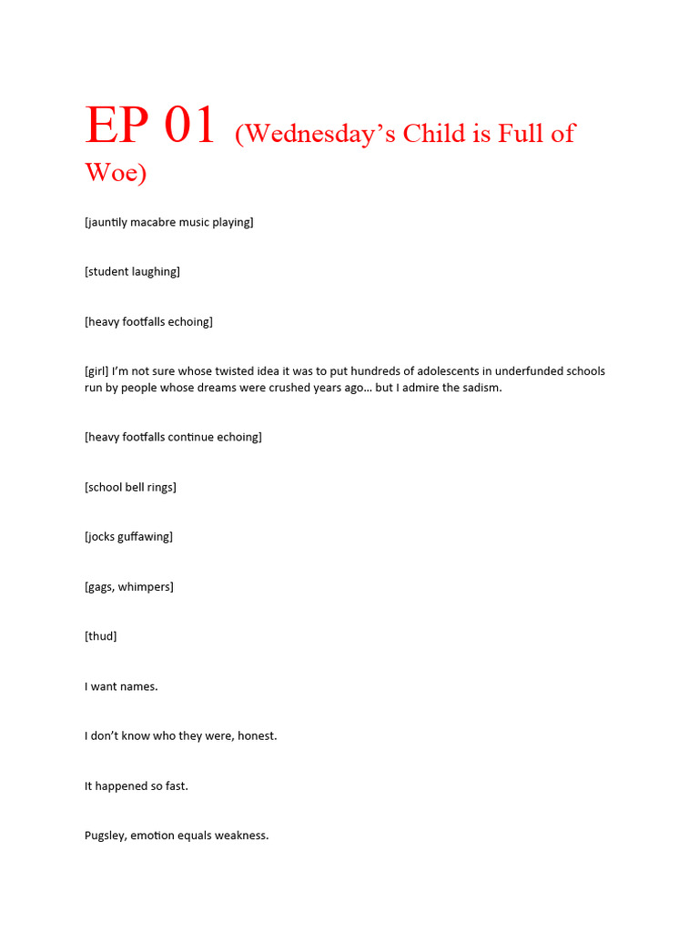 Wednesday Full Script | PDF | Beekeeping