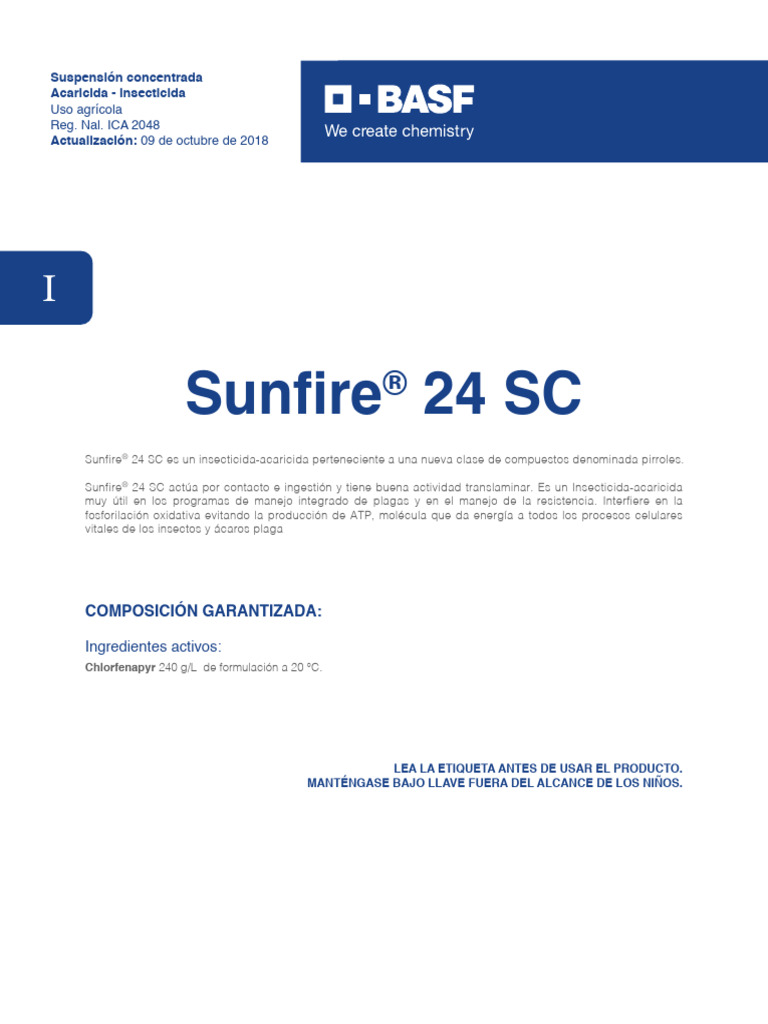 CO - Ficha Técnica - Sunfire®24 SC | PDF | Agua | Pesticida
