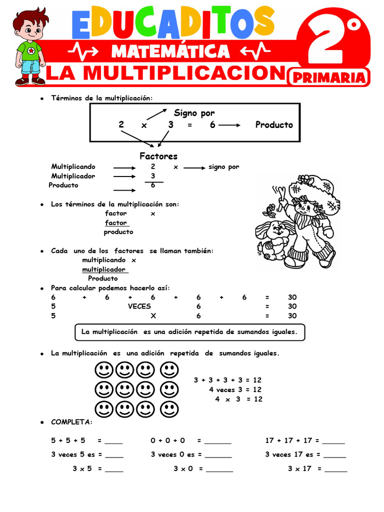 La Multiplicacion para Segundo Grado de Primaria | PDF | Multiplicación ...