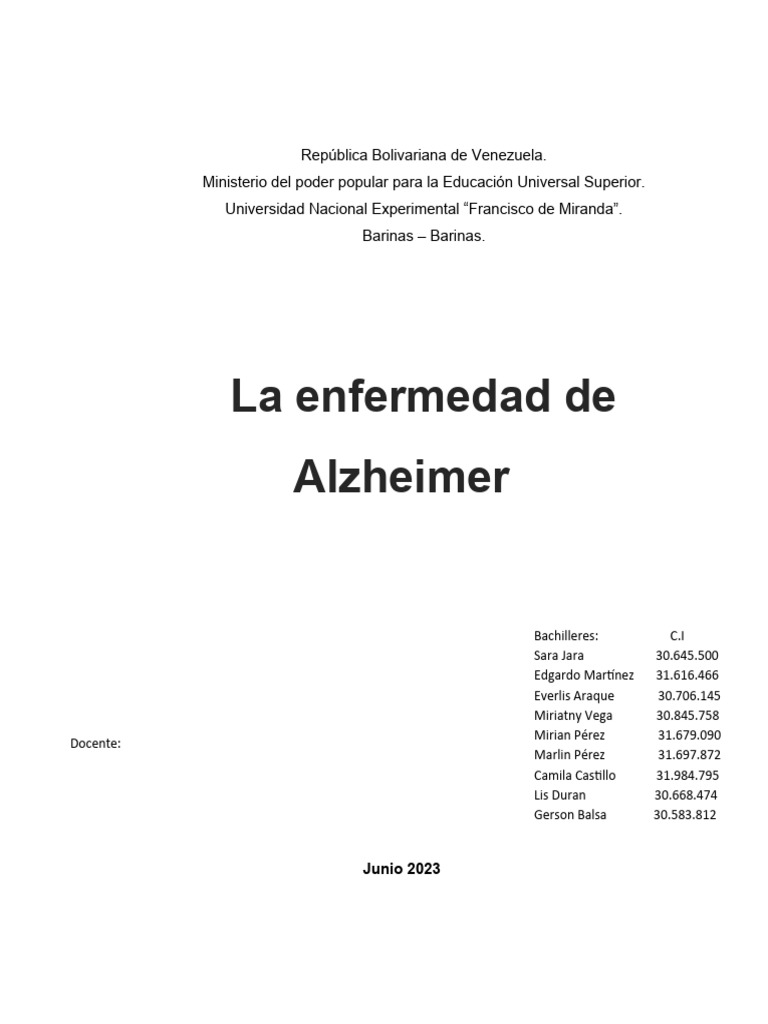 Enfermedad de Alzheimer: Guía Completa | PDF | Enfermedad de Alzheimer ...
