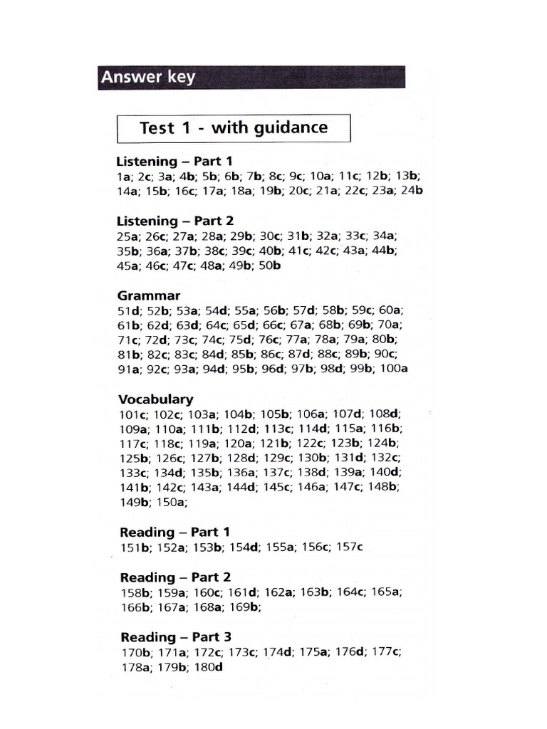 Test 1 - Answer Key | PDF