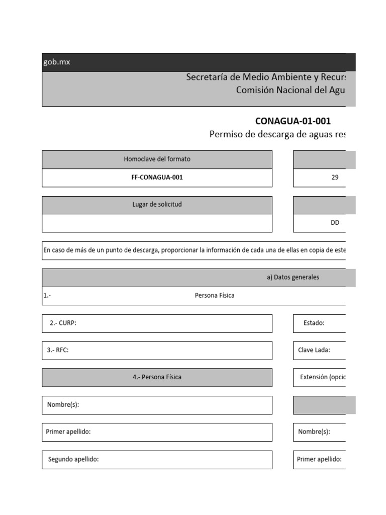 Formatos CONAGUA 2017 | PDF | Agua | Corporaciones