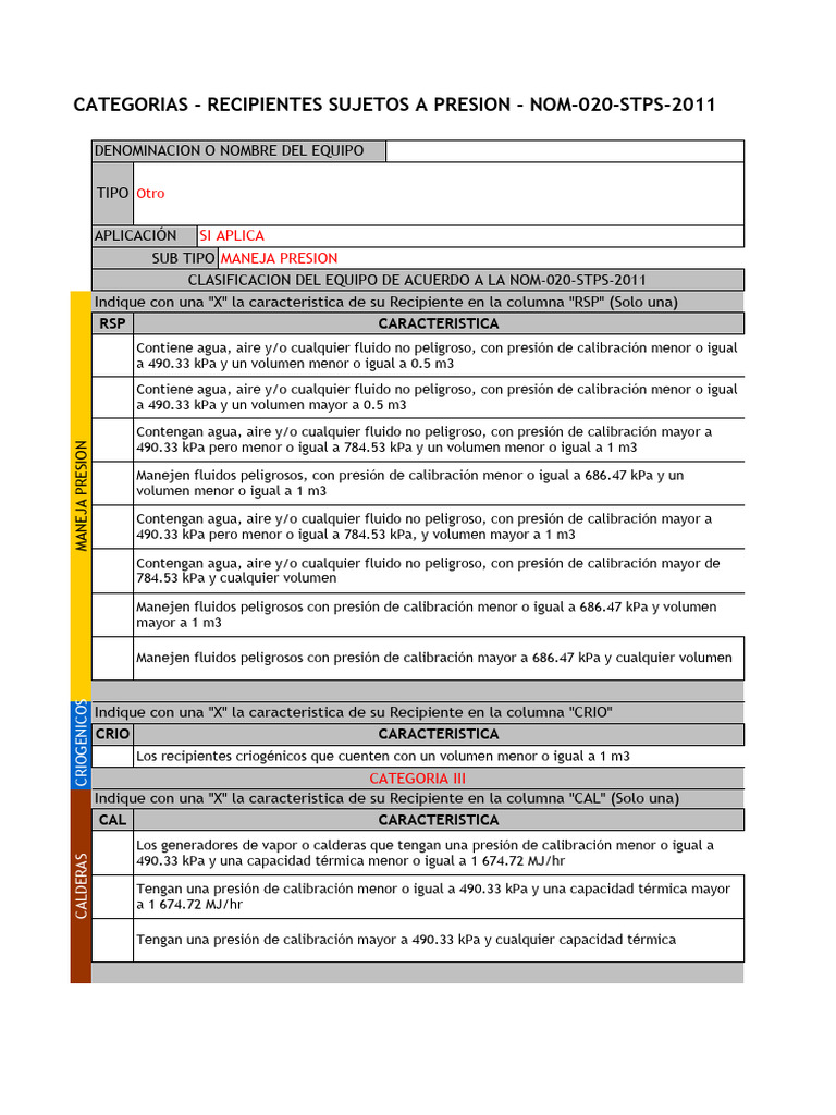 Recipientes Sujetos A Presion-Identificacion de La Categoria | PDF ...