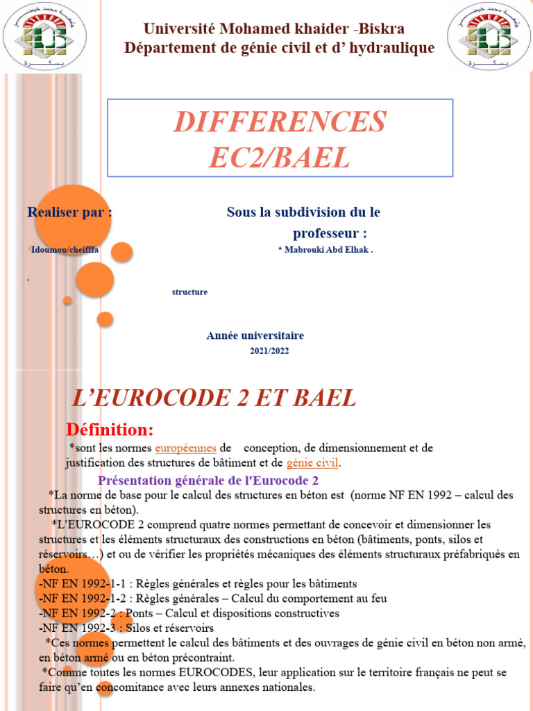 Differences Ec2/bael | PDF | Béton armé | Mécanique du solide