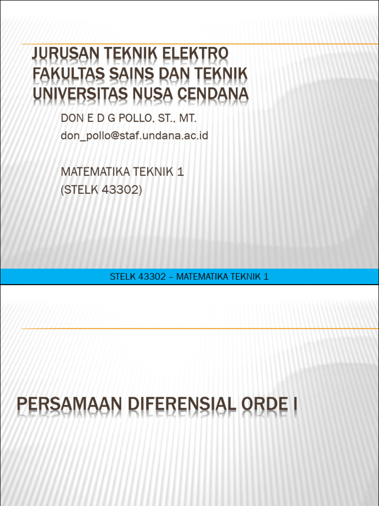 1 Matek 1 Persamaan Diferensial Orde I | PDF