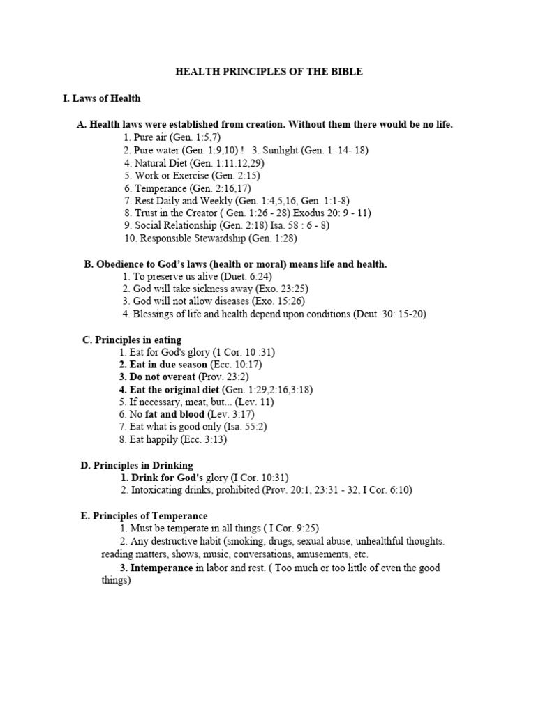 Biblical Health Principles Explained | PDF | Book Of Genesis