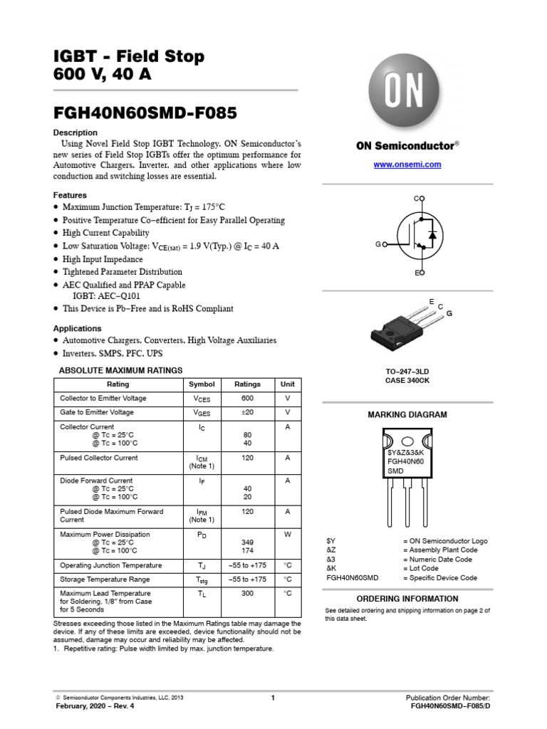 Igbt 40N60 - 600V, 40a | PDF | Diode | Printed Circuit Board