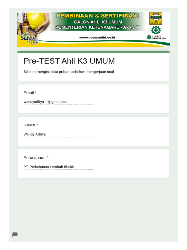 Pre-TEST Ahli K3 UMUM | PDF | Teknologi & Rekayasa