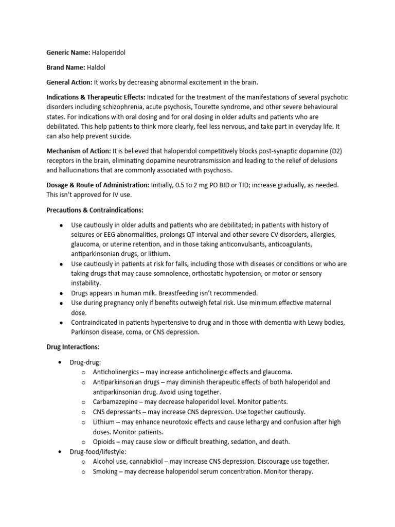 Haloperidol Drug Study | Download Free PDF | Psychosis | Drugs