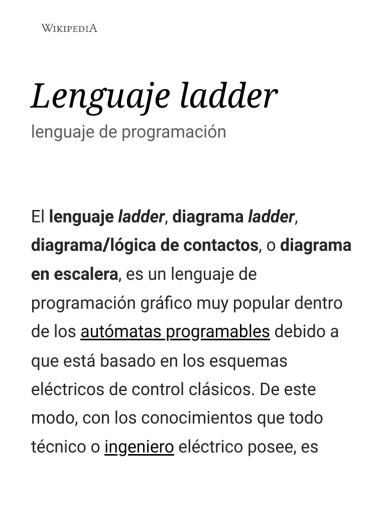 Lenguaje Ladder - Wikipedia, L1a Enciclopedia Libre | PDF | Ciencias de ...