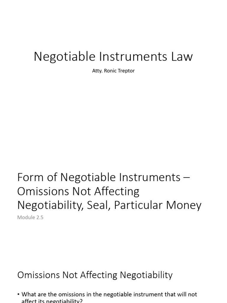 Omissions in Negotiable Instruments | PDF | Negotiable Instrument ...