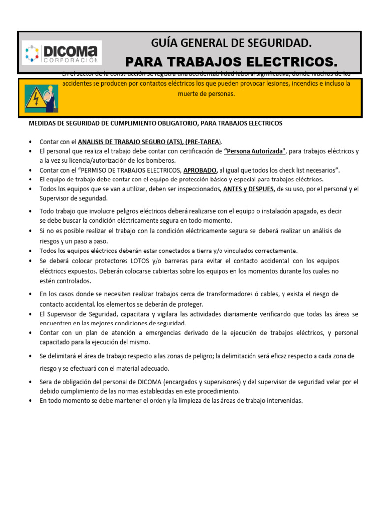 Guia de Seguridad. Trabajos Electricos | PDF | Ingenieria Eléctrica ...