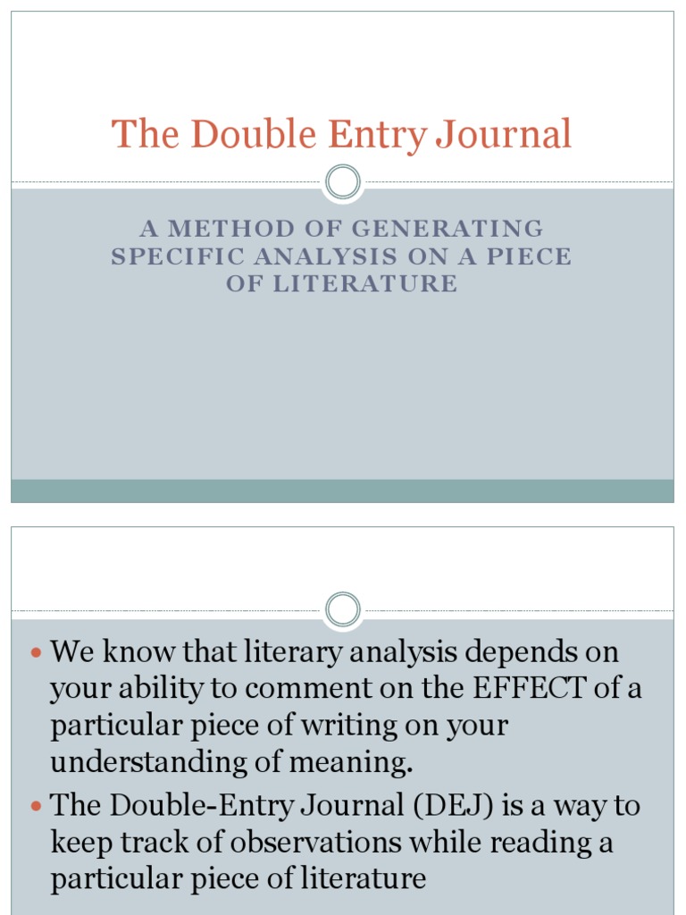 Double Entry Journal for Literary Analysis | PDF | Essays