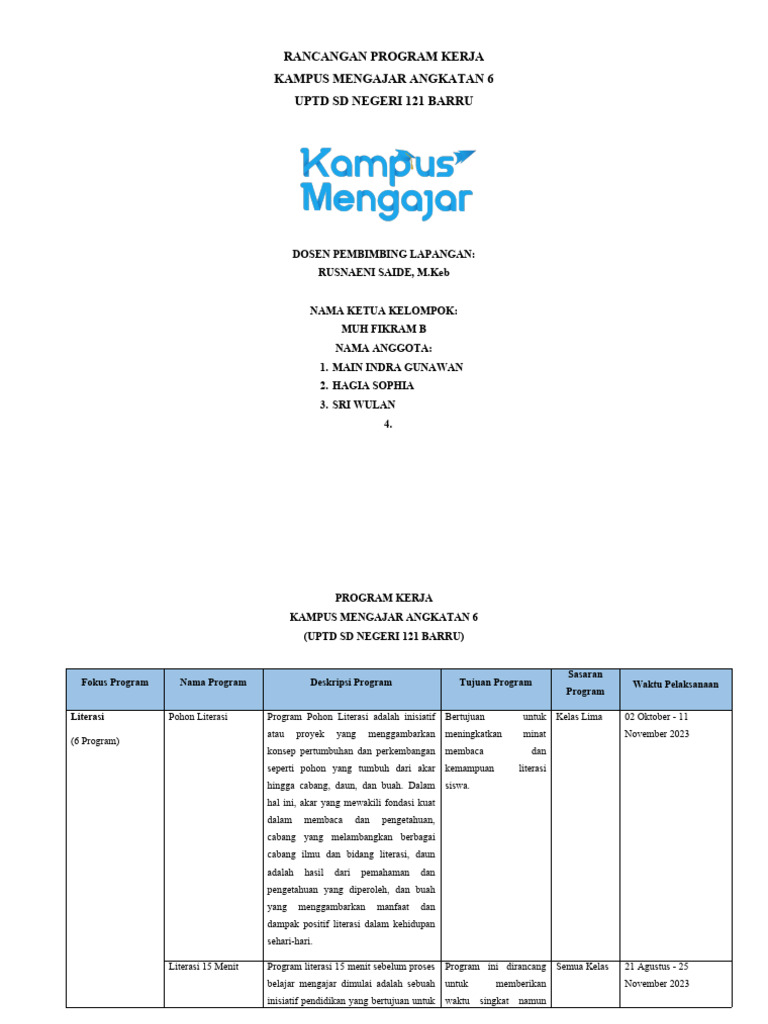 Timeline Program Kerja | PDF
