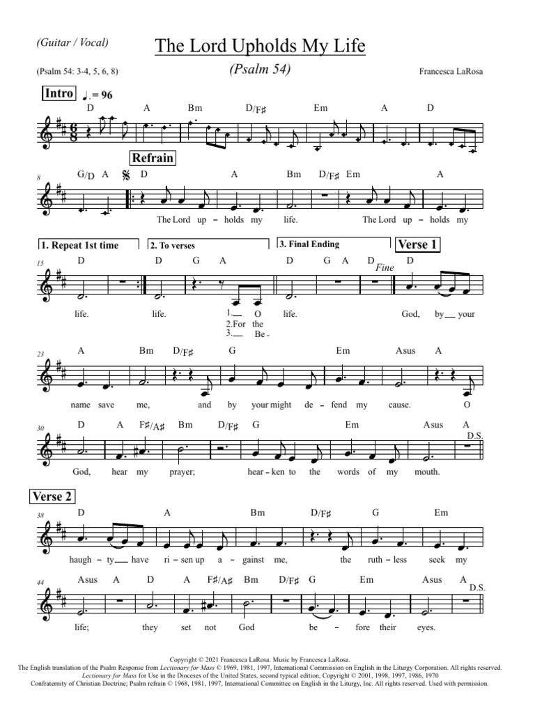 Psalm 54 The Lord Upholds My Life Guitar Vocal | PDF | Christian ... Psalm 54 The Lord Upholds My Life Guitar Vocal | PDF | Christian ...